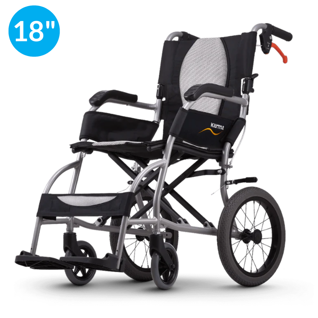 Karma Ergo Lite Transit Wheelchair - 18" Seat — Mobility 2 You